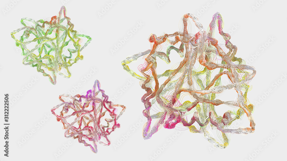 Chain of amino acid or biomolecules called protein - 3d illustration ...