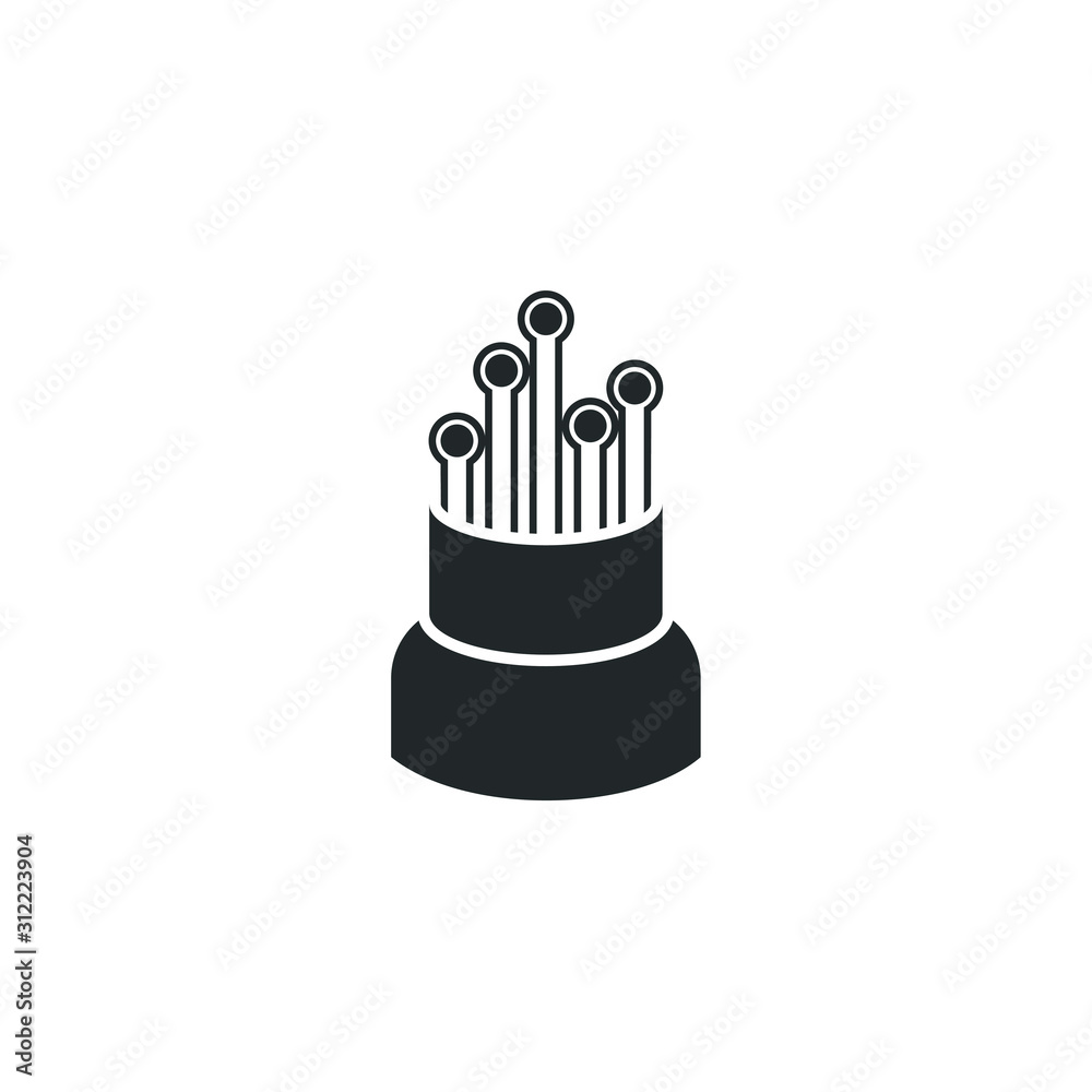 Optical fiber icon template color editable. Network connection ...