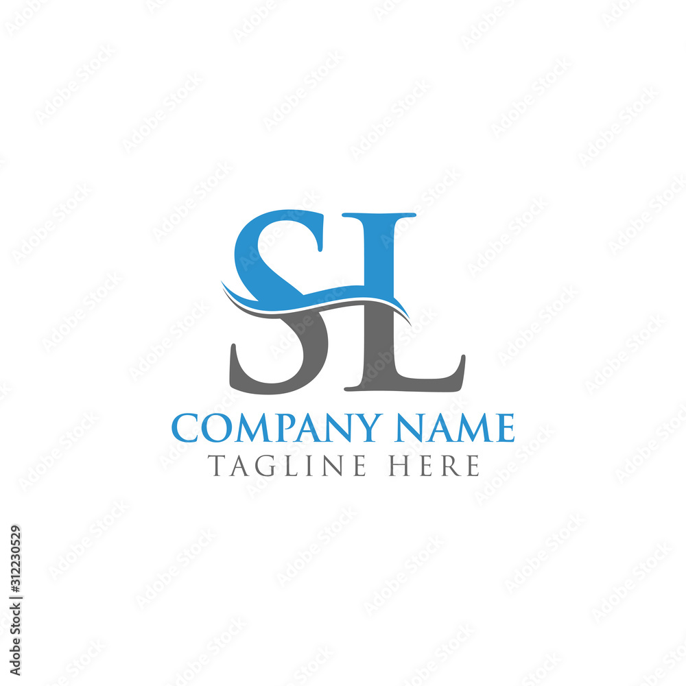 Swoosh Letter SL Logo Design Vector Template. Water Wave SL Logo Vector ...