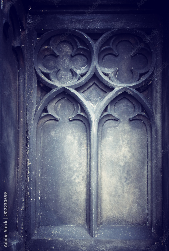 Gothic and haunted part of the window made from stone Stock Photo ...