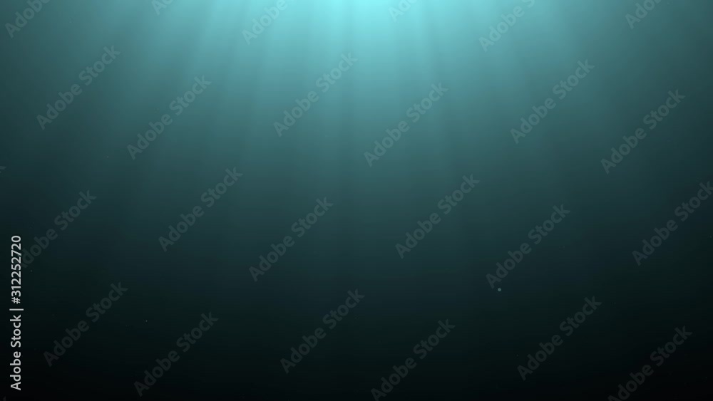 Underwater sunlight and sun shafts coming through water, 3D CGI render ...
