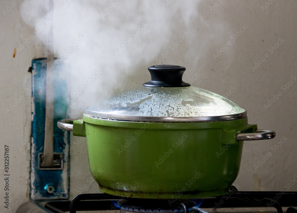 Steaming Pot On Stove