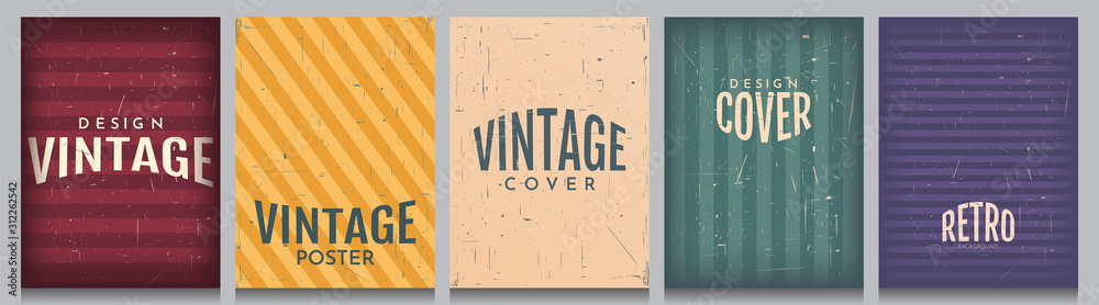 Set of vintage style backgrounds. Vector abstract illustration ...