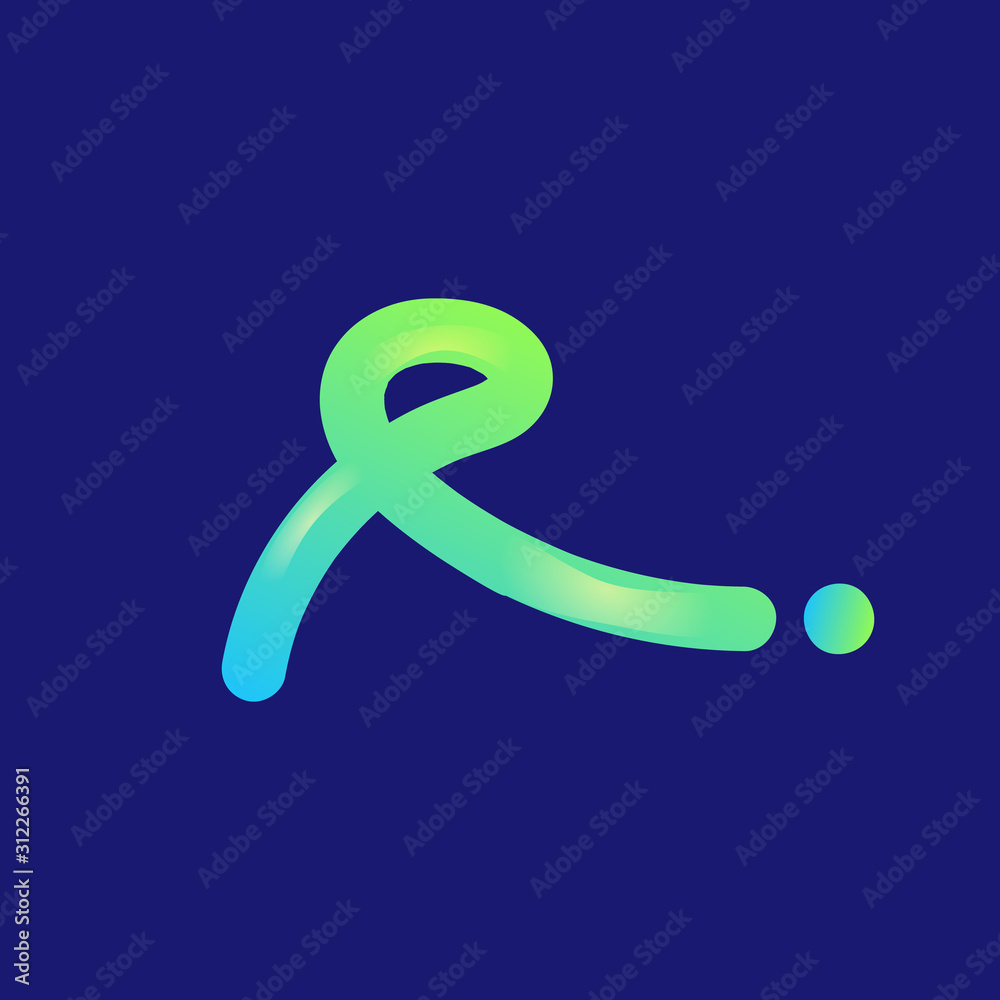 Modern 3d flow logo hand drawn initial letter r for business or company ...