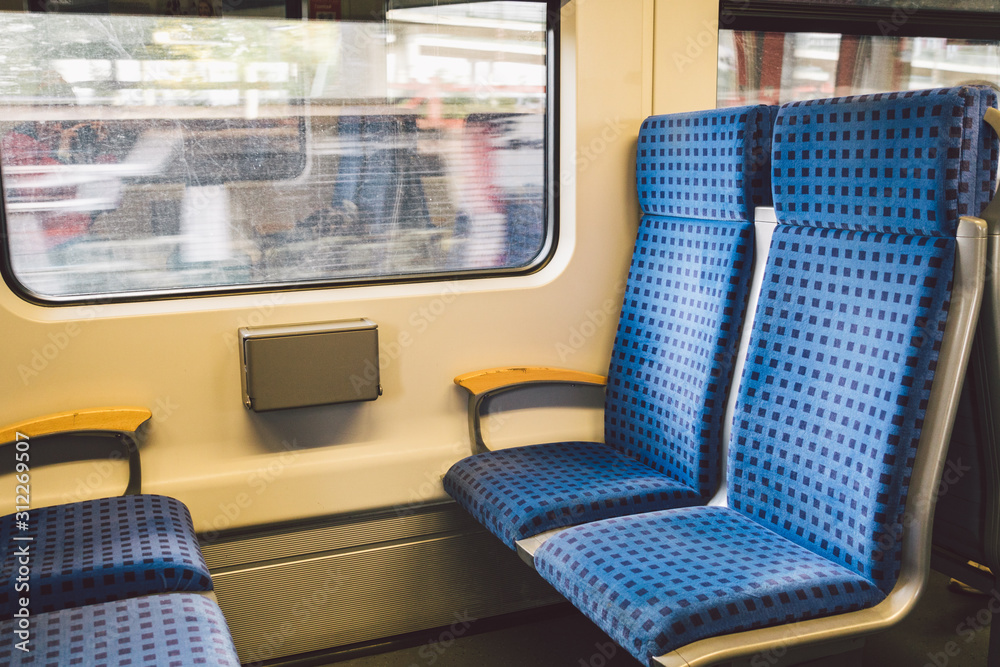 Inside The Wagon Train Germany, Dusseldorf. Empty train interior ...