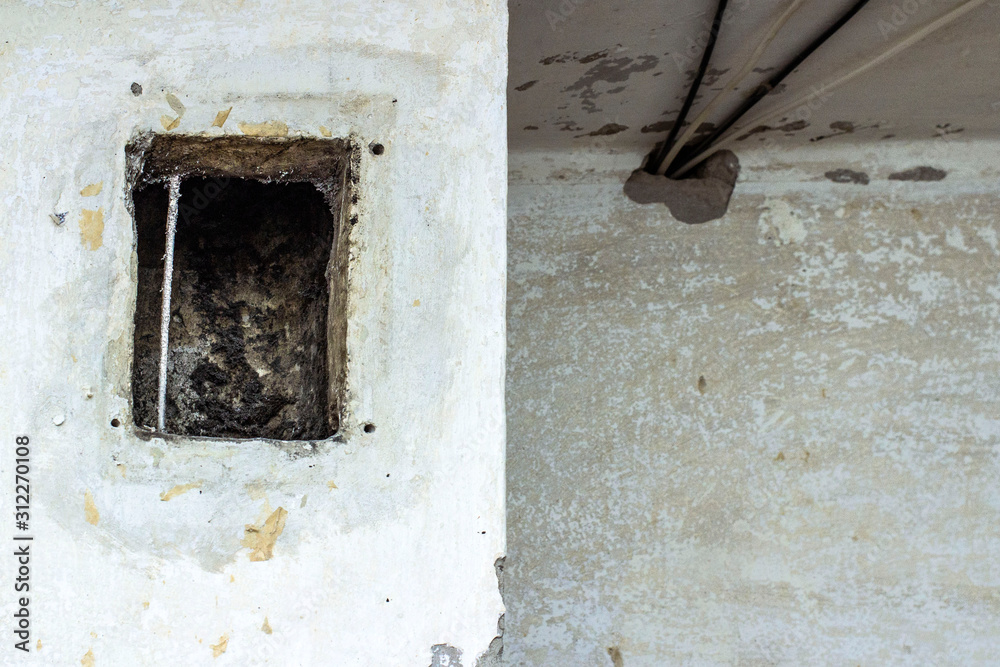 old ventilation shaft and grate ventilation system during repair work ...