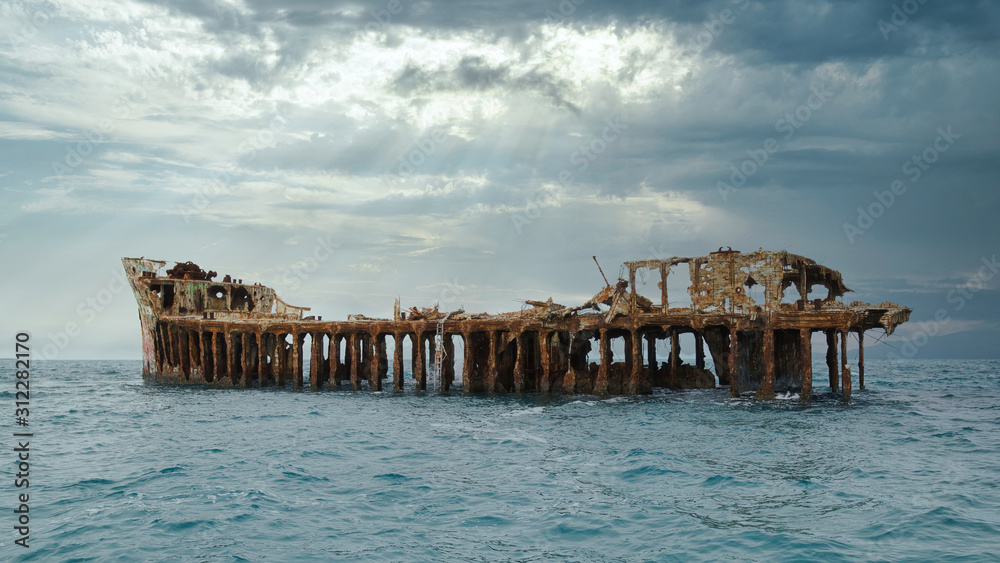 Shipwreck of the Sapona in the Caribbean Sea Near Bimini and The ...