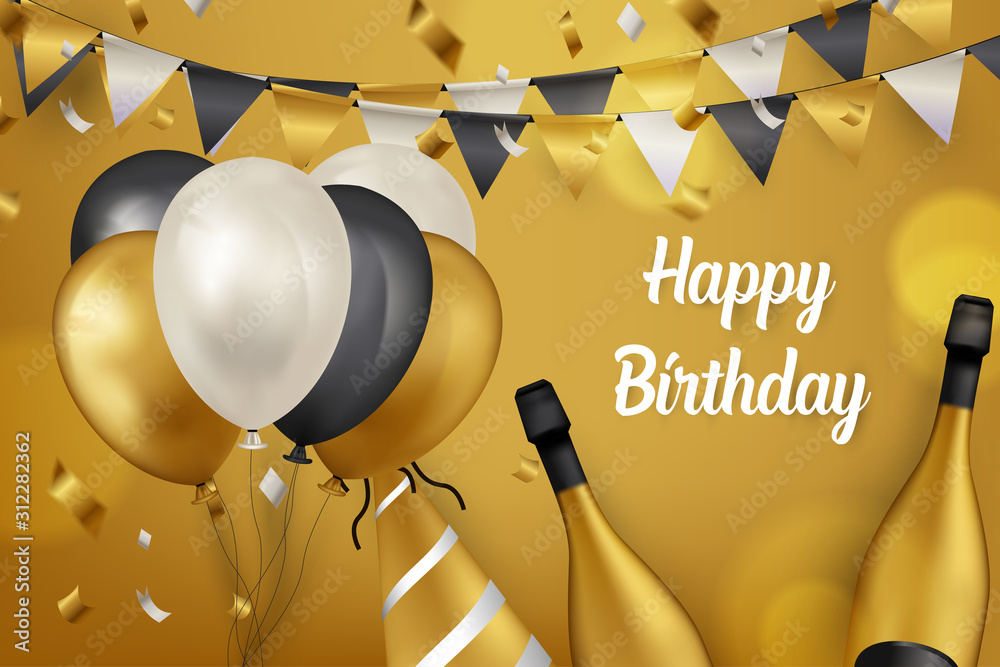modern gold background for happy birthday greeting card vector Stock ...