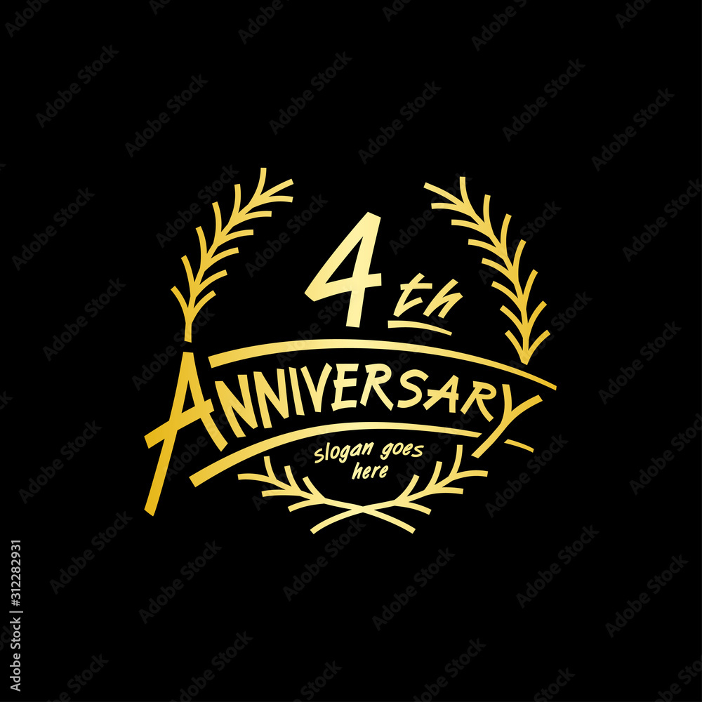 4 years design template. Vector and illustration. 4 years logo. Stock ...