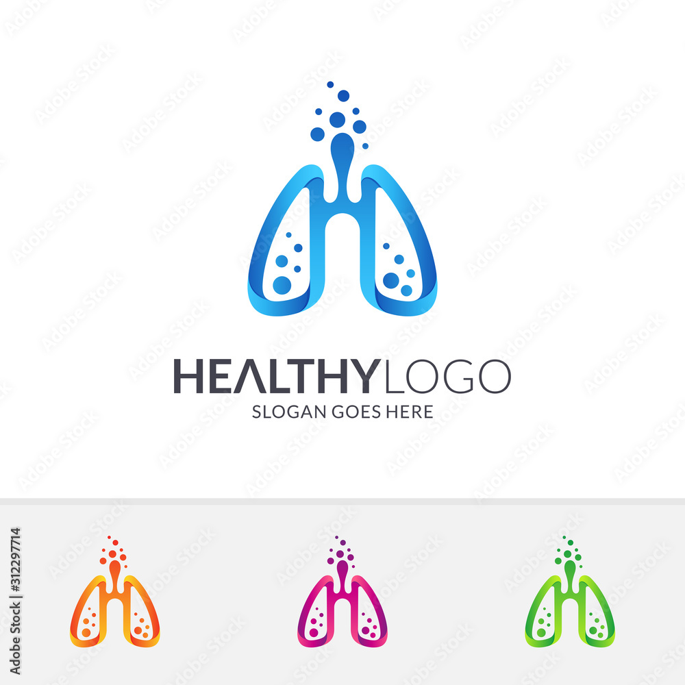 Lung with water bubble logo concept. Healthy and fresh lung logo ...