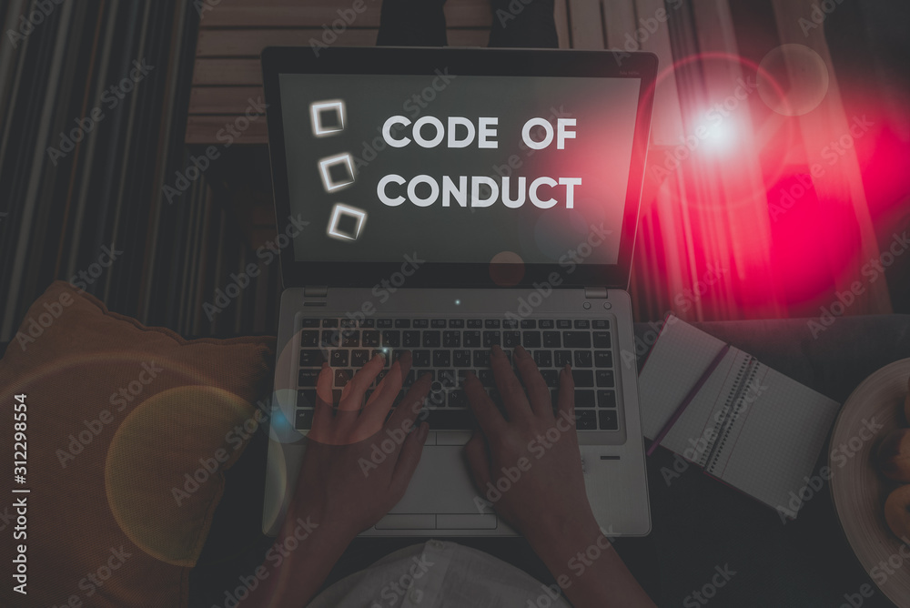 Handwriting text writing Code Of Conduct. Conceptual photo Ethics rules ...