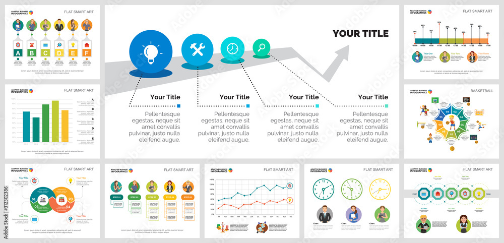 Colorful diagrams set for presentation slide templates Stock Vector ...