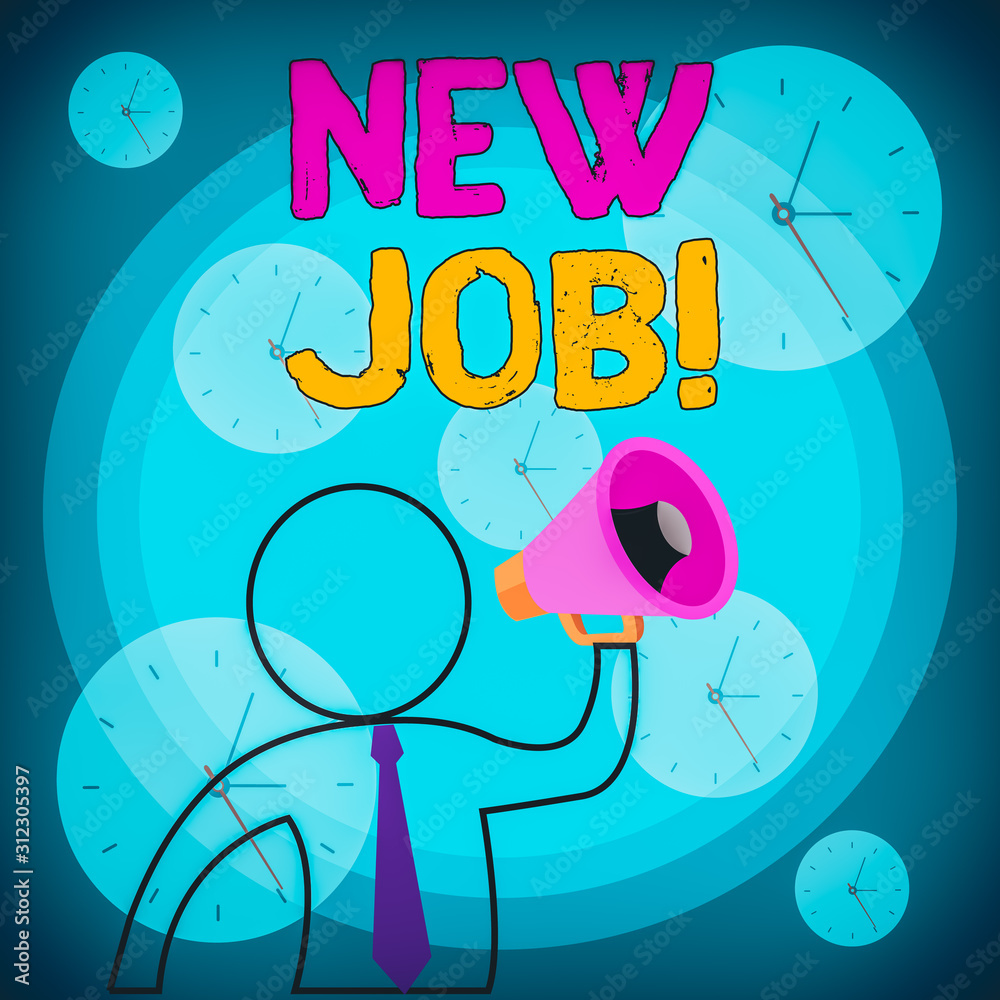 Writing note showing New Job. Business concept for recently having paid ...