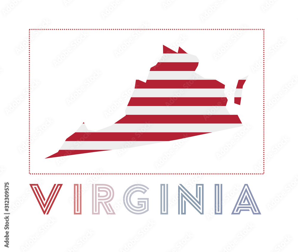 Virginia Logo. Map of Virginia with us state name and flag. Captivating ...