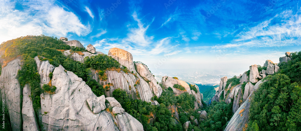 Aerial view of taimu mountain in ningde city, fujian province, China ...