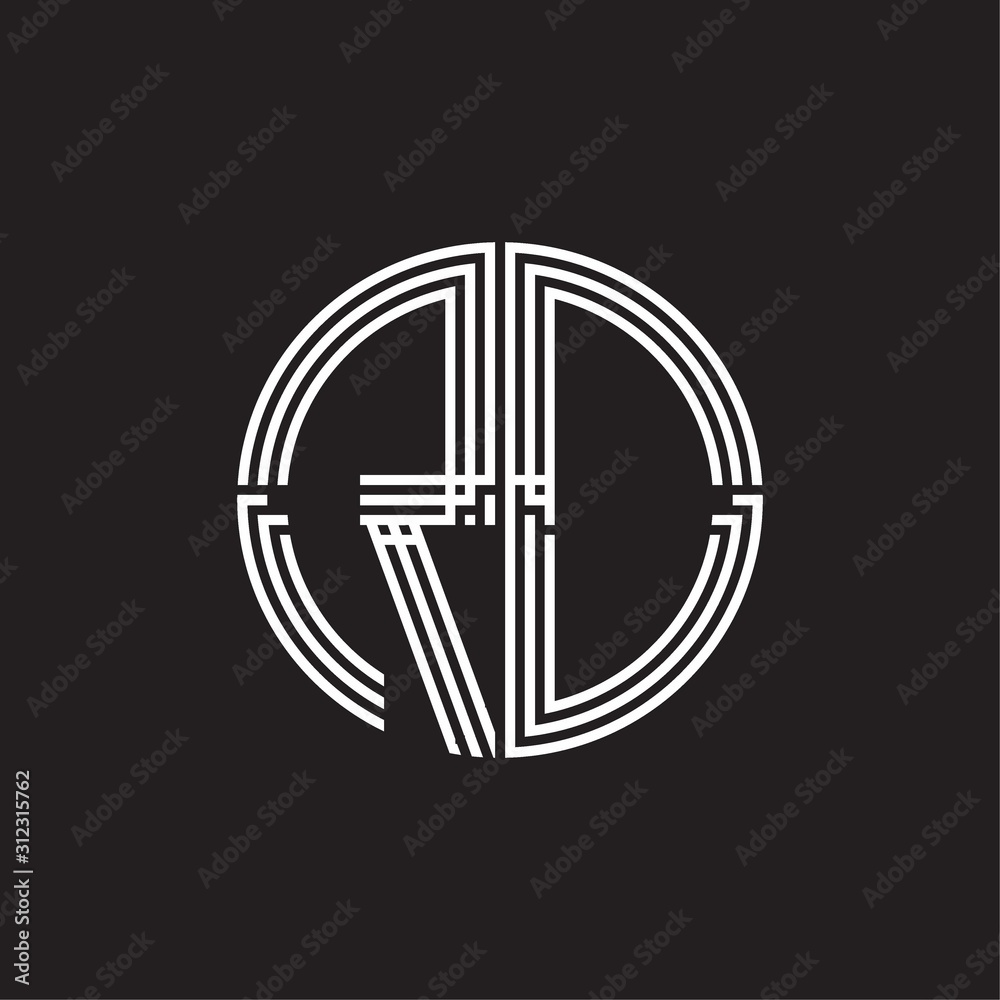 RD Logo monogram triple ribbon style line design template isolated on ...