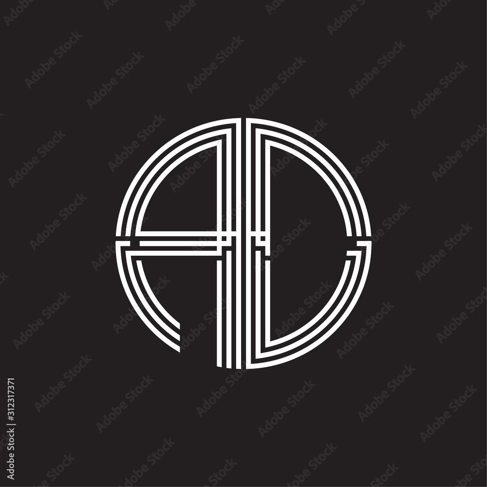AD Logo monogram triple ribbon style line design template isolated on ...