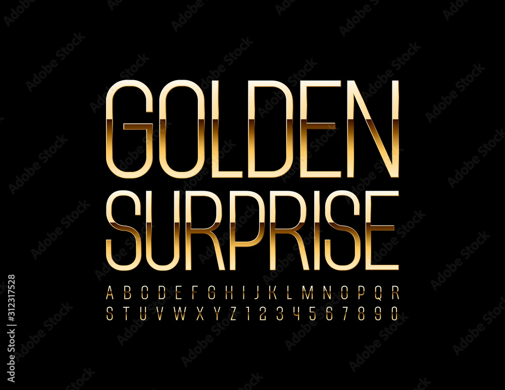Vector chic Sign Golden Surprise. Modern Elegant Font. Luxury Alphabet ...