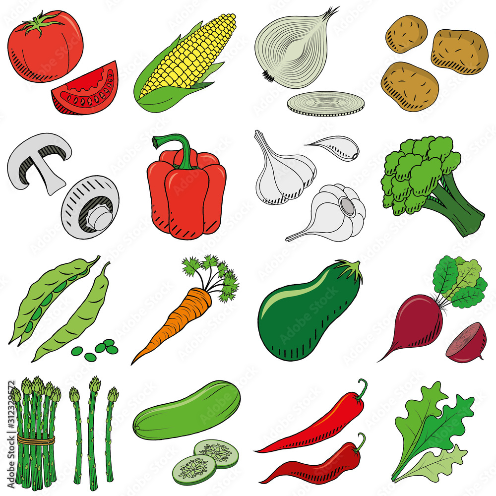 Vegetables (set) - clipart/ illustration Stock Vector | Adobe Stock