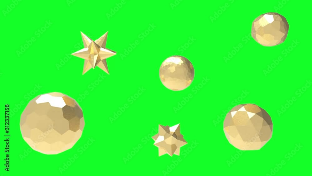 3d rendering animation of geometric shapes turning on chroma key ...