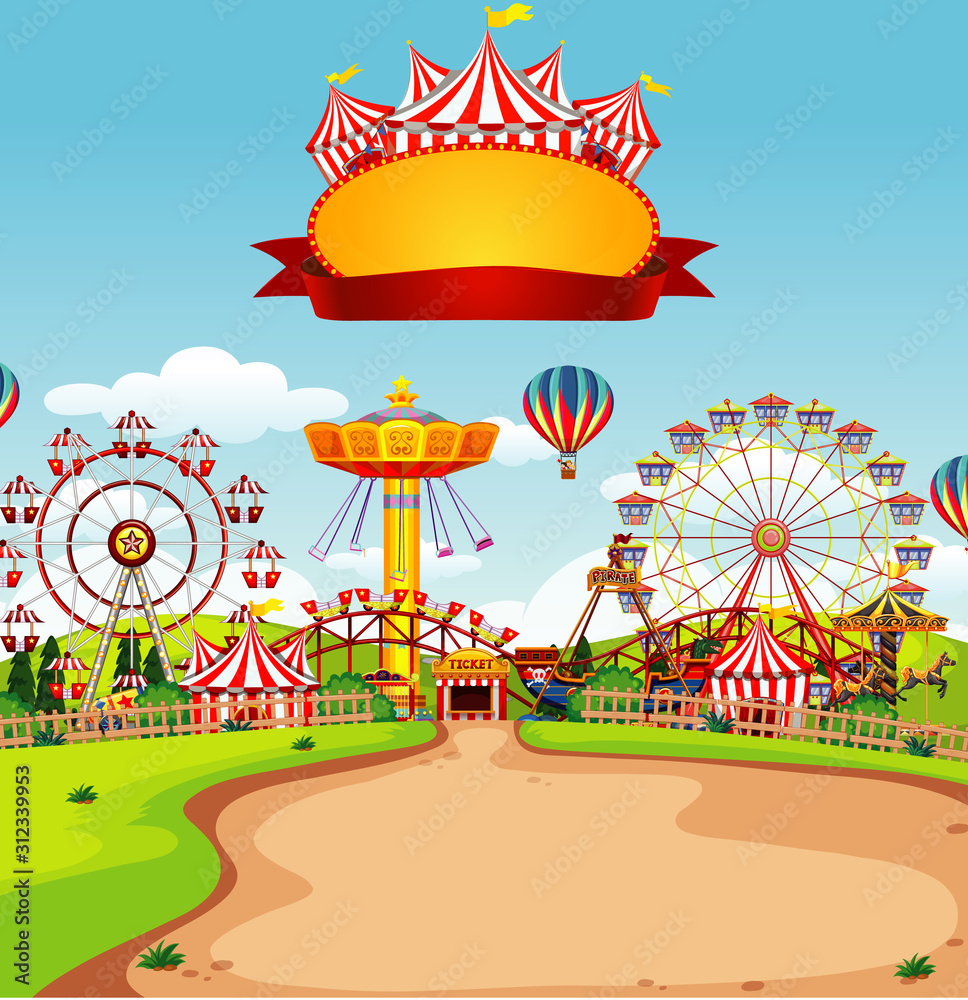 Sign template with funpark in background Stock Vector | Adobe Stock