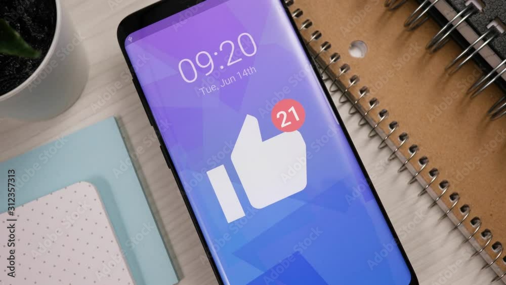 Receiving many likes notifications on a smartphone. The number keeps ...