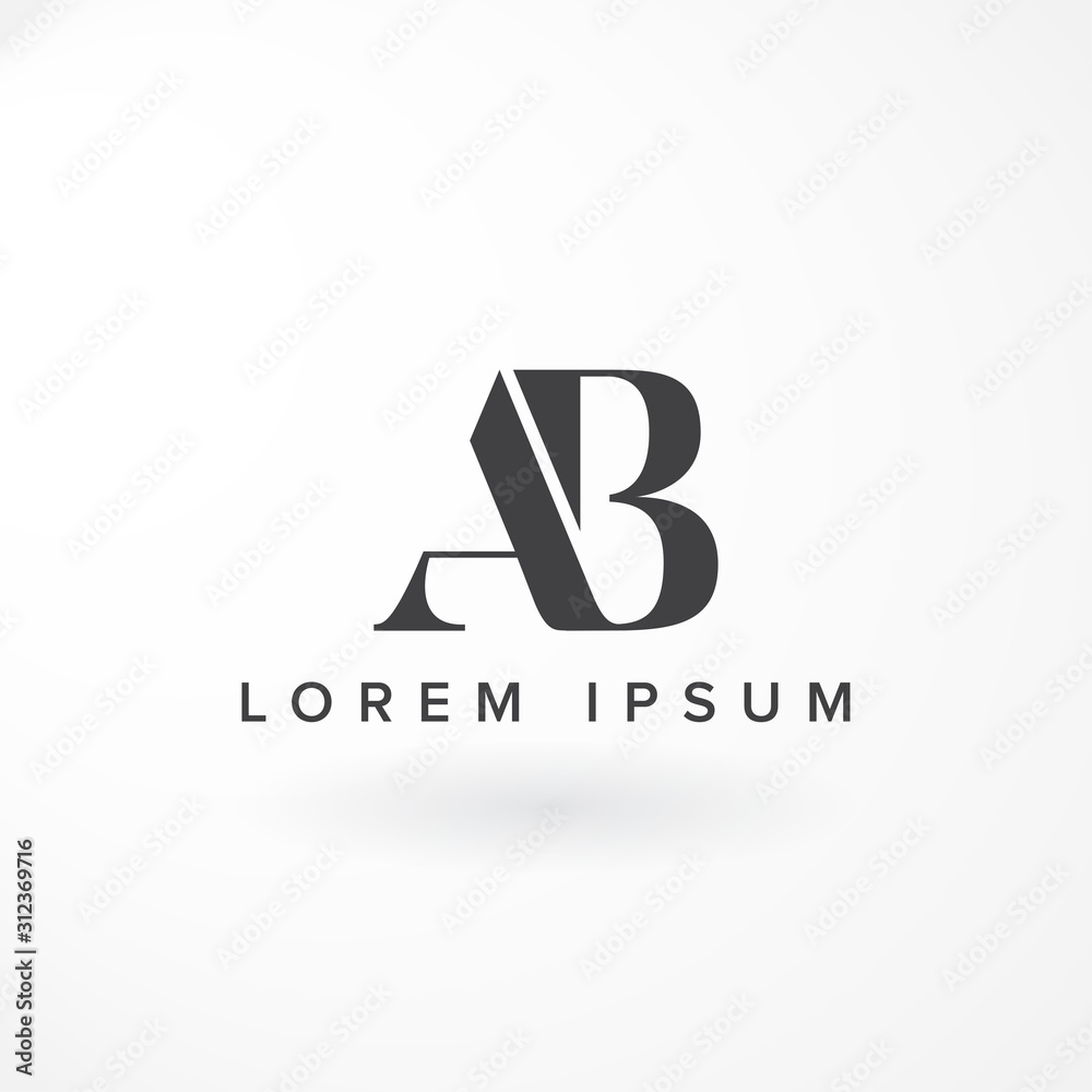 Lettermark Design is Combination Letter A and B with Serif Font vector ...
