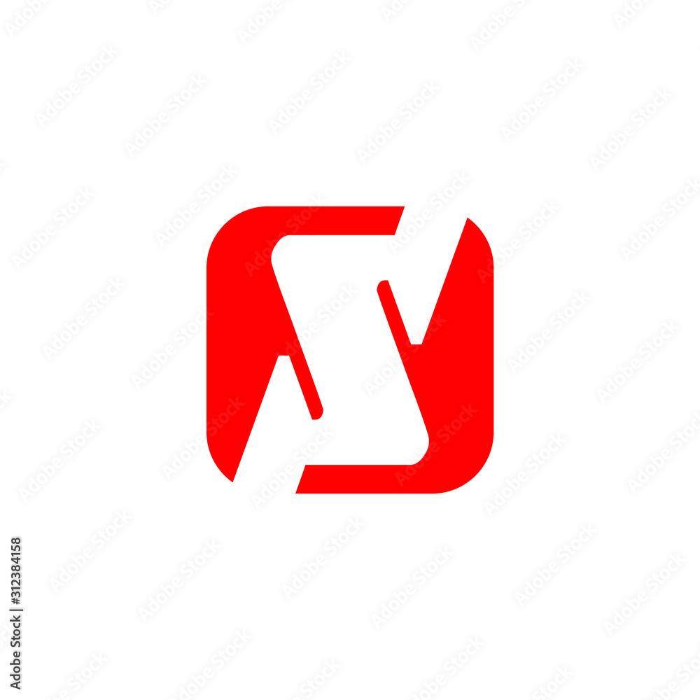 Initial letter S logo template with rounded square negative space icon ...