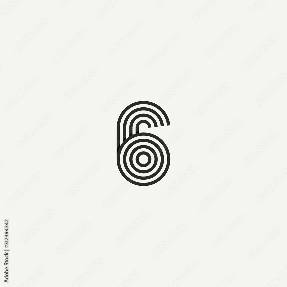 6 logo. Abstract letter 6 logo design. Line creative symbol. Logo ...