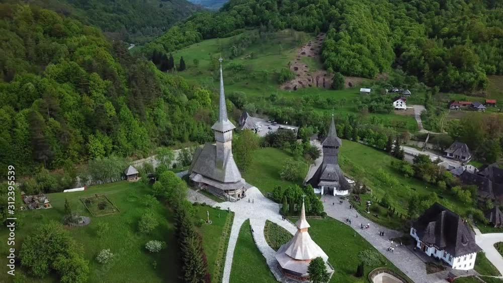 Vidéo Stock Aerial view of Sapanta-Peri Monastery, Bucovina – Romania ...