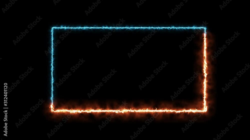 Vidéo Stock Abstract neon, led fire, burning square, border. Futuristic ...