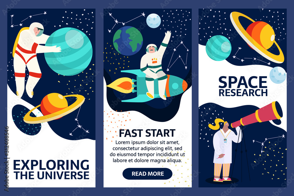 Royalty-free stock vector ID: 1482950747 Set of exploring space banners ...