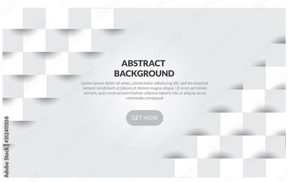 3D Abstract white geometric shape with gray and white cubes.Brick wall squares texture ...