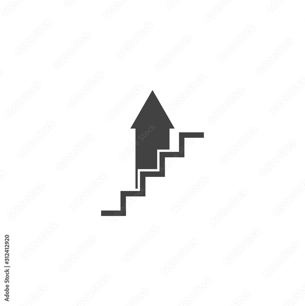 Vector step icon and up arrow. Symbol of successful business and career ...