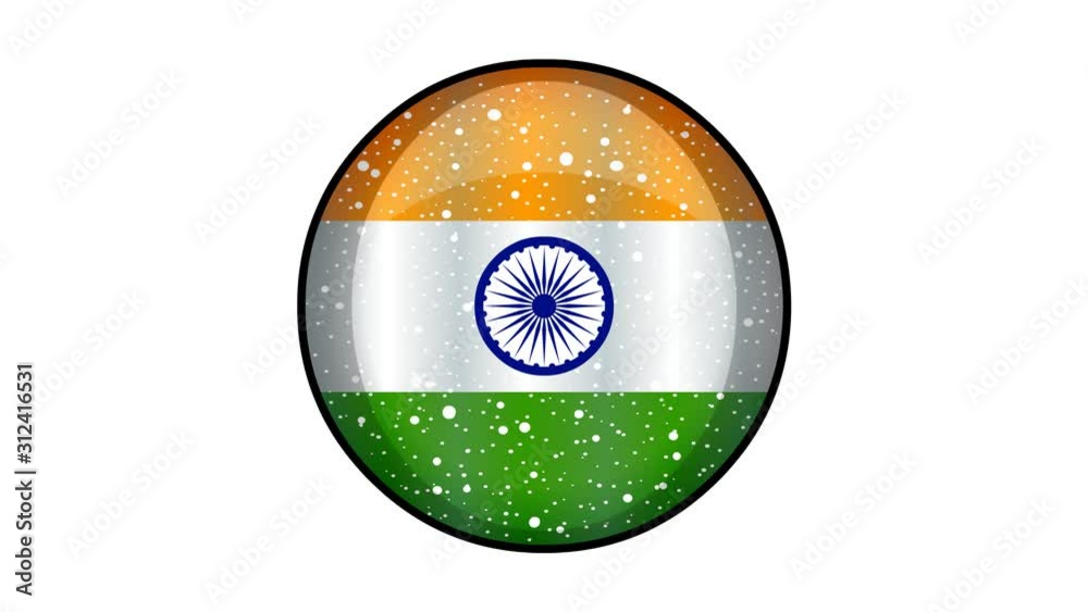 Animated India flag cartoon illustration with glitter animation Stock ...