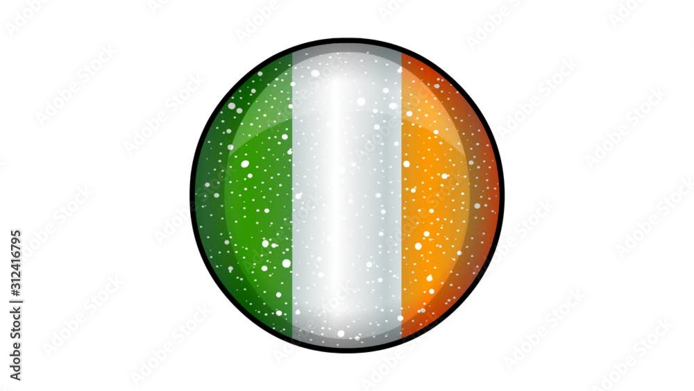 Animated Ireland flag cartoon illustration with glitter animation Stock ...