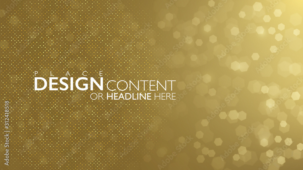 Gold glitter bokeh background. Elegant golden banner with copy space ...