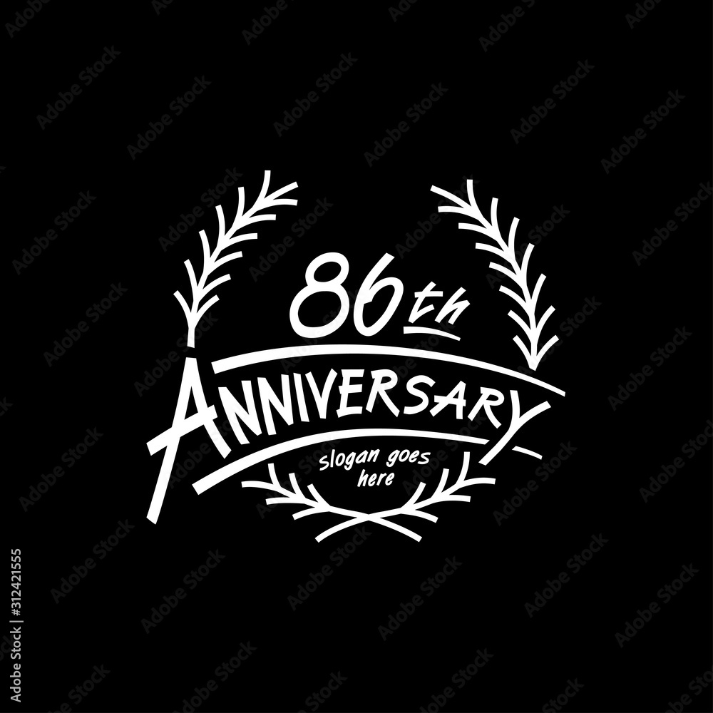 86 years design template. Vector and illustration. 86 years logo. Stock ...