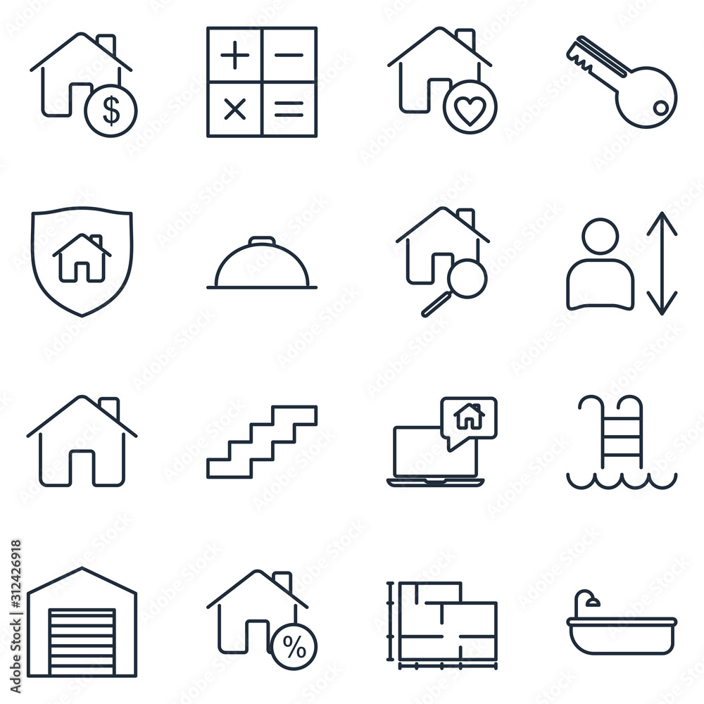 Real Estate Set icon template color editable. Real Estate pack symbol ...