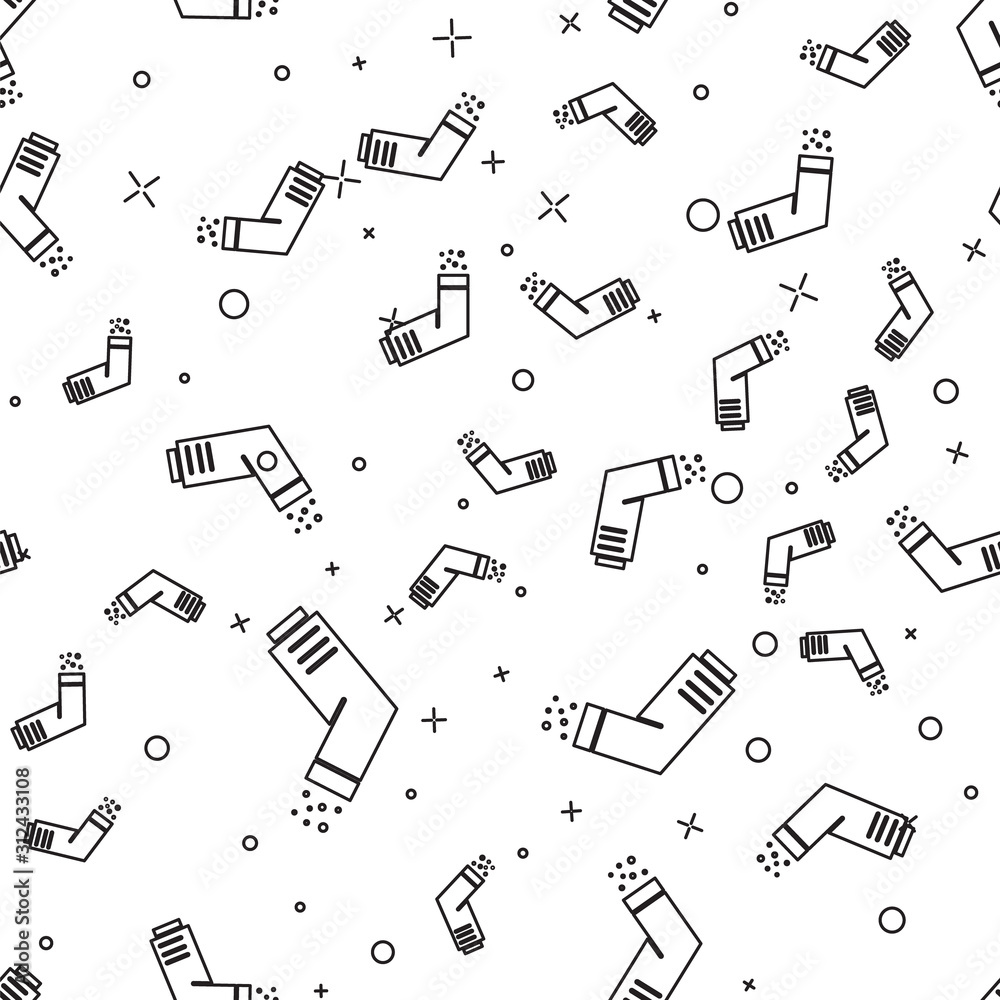 Black line Inhaler icon isolated seamless pattern on white background ...