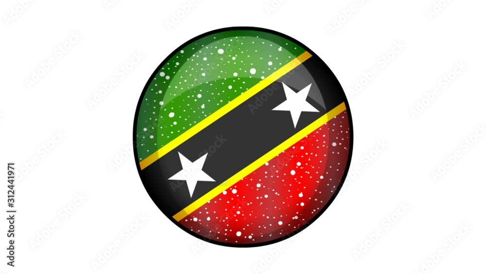 Animated Saint Kitts and Nevis flag cartoon illustration with glitter ...
