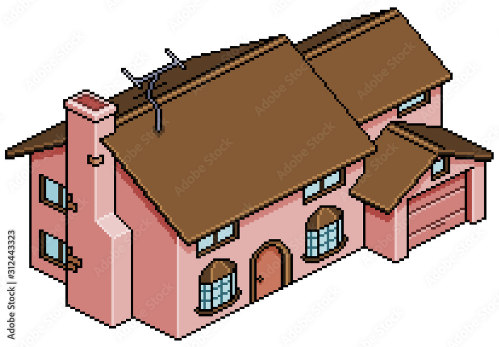 Pixel art house of the simpsons isometric 8 bit 16 bit Stock ...