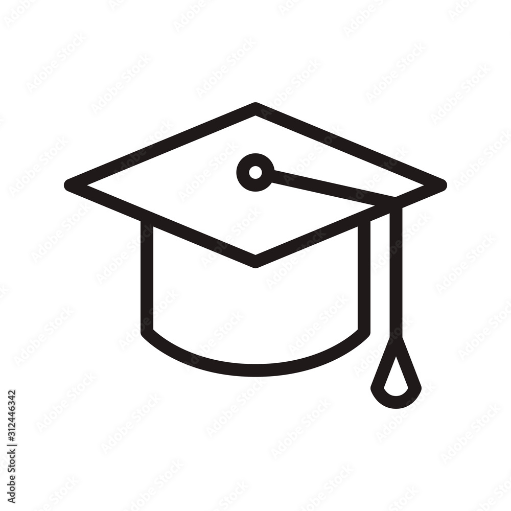 Graduation Cap icon in trendy outline style design. Vector graphic ...