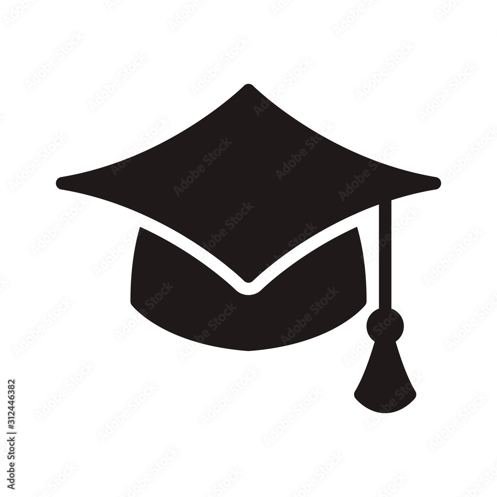 Graduation cap icon in trendy glyph style design. Vector graphic ...