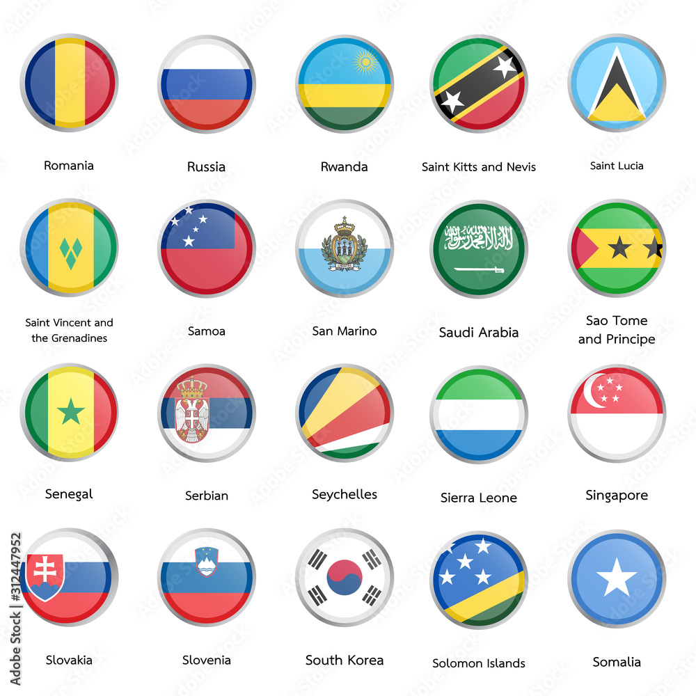 Vetor de set official national flags of the world. Country round shape ... Vetor de set official national flags of the world. Country round shape ...