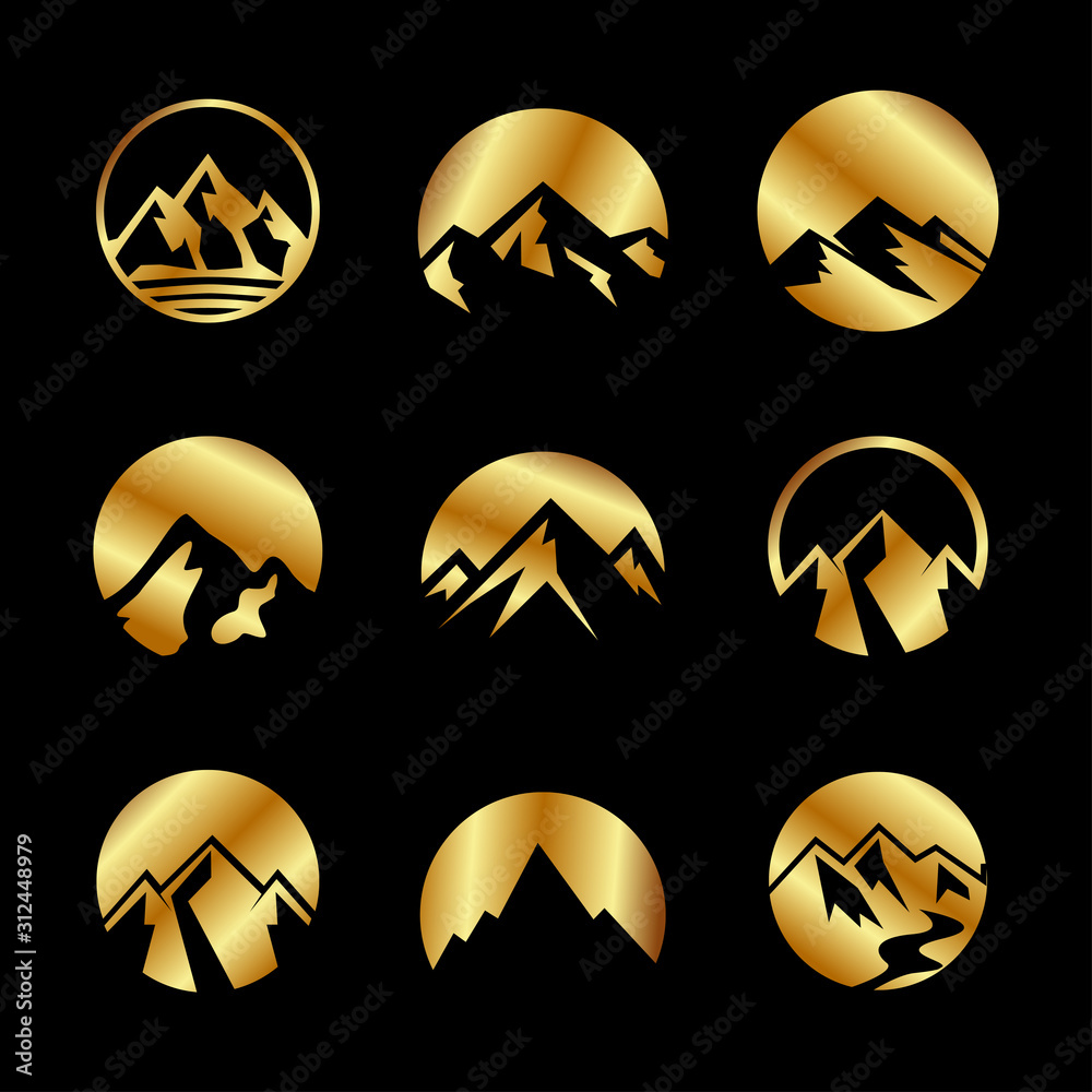 Premium luxury gold mountain logo design vector Stock Vector | Adobe Stock