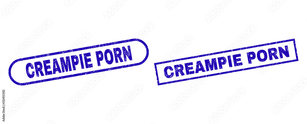 Blue Rectangle And Rounded Creampie Porn Seal Flat Vector Grunge Seal