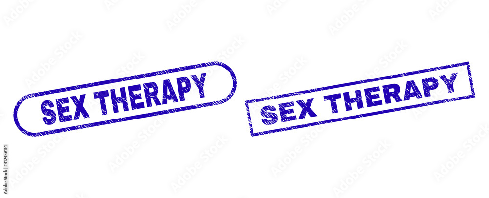 Grafika Wektorowa Stock Blue Rectangle And Rounded Sex Therapy Stamp
