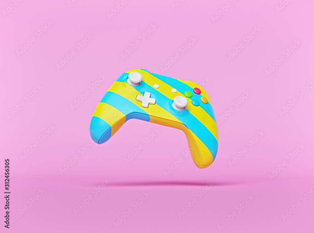 modern computer gaming controller or gamepad isolated on pastel pink ...