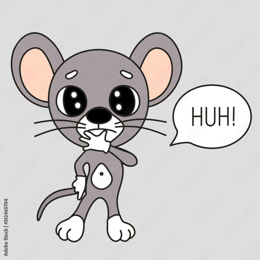 Emoticon with a cool mouse, who stands with a puzzled and unhappy look ...
